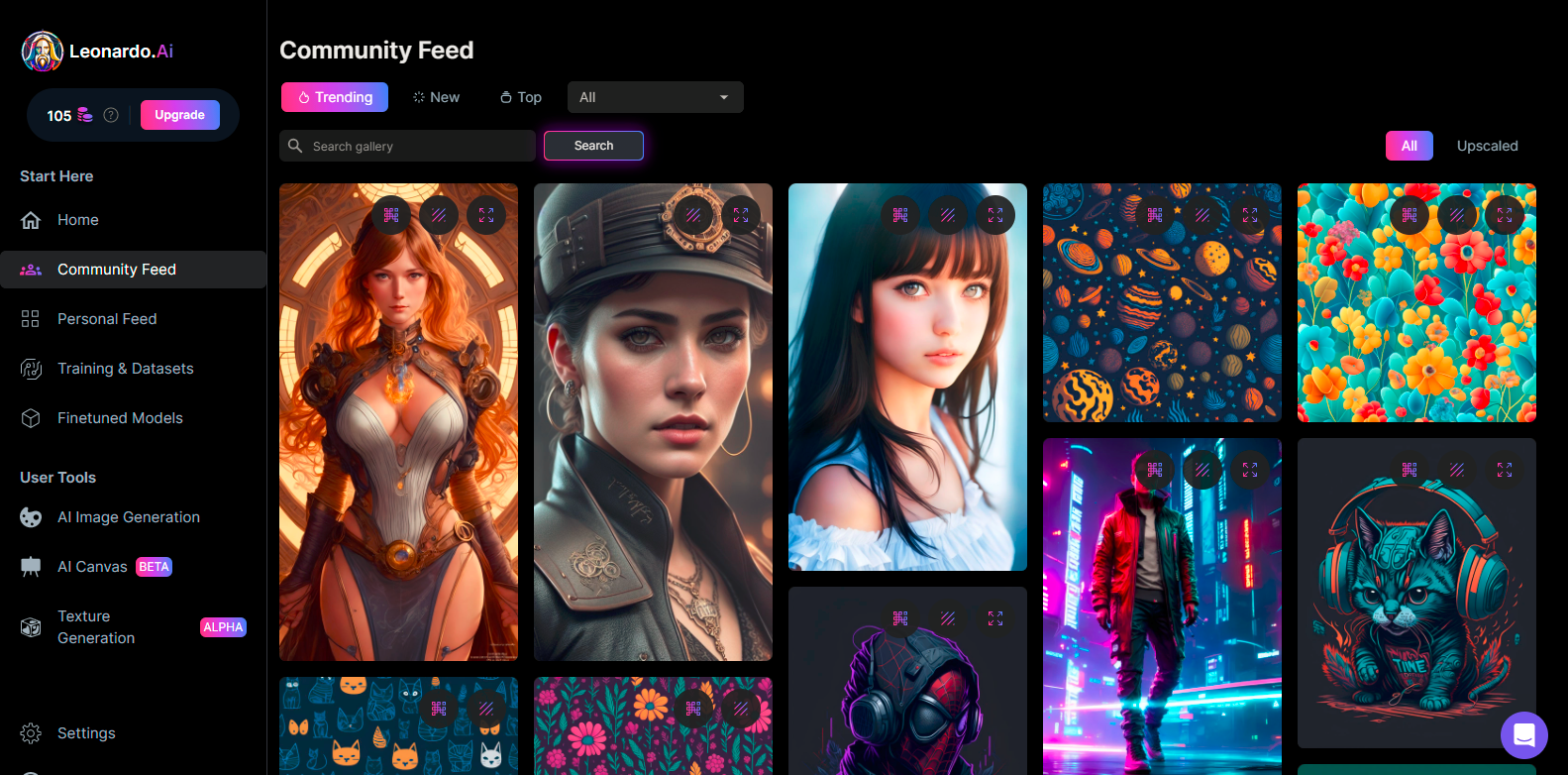 AI绘图神器Leonardo.Ai之软件主界面概览_onekbit云笔记